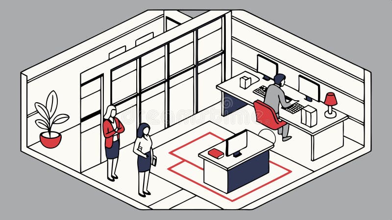 Office Workspace, Modern Interior and Business Setting Vector Design ...