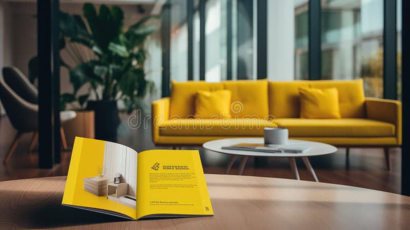 Office yellow brochure stock illustration. Illustration of environment ...