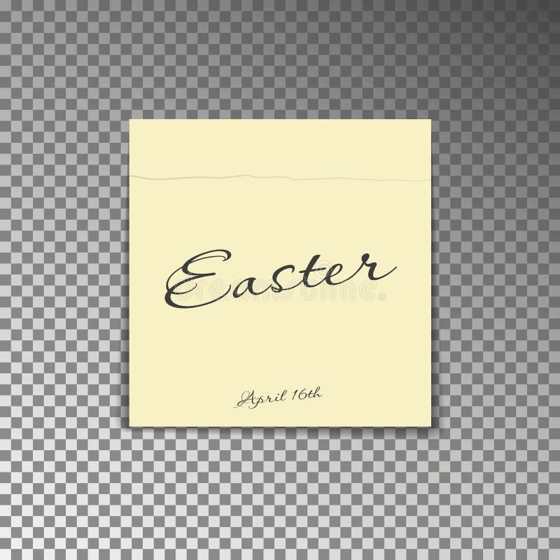 Office Yellow Post Note with Text Happy Easter and Date 16th April ...