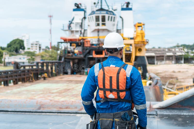 Officer Back Deck in Cargo Port Facing Away Stock Image - Image of ship ...