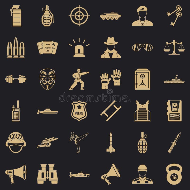 Officer Icons Set, Simple Style Stock Vector - Illustration of document ...