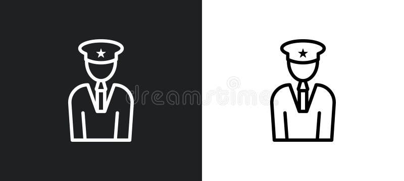 Officer Outline Icon in White and Black Colors. Officer Flat Vector ...