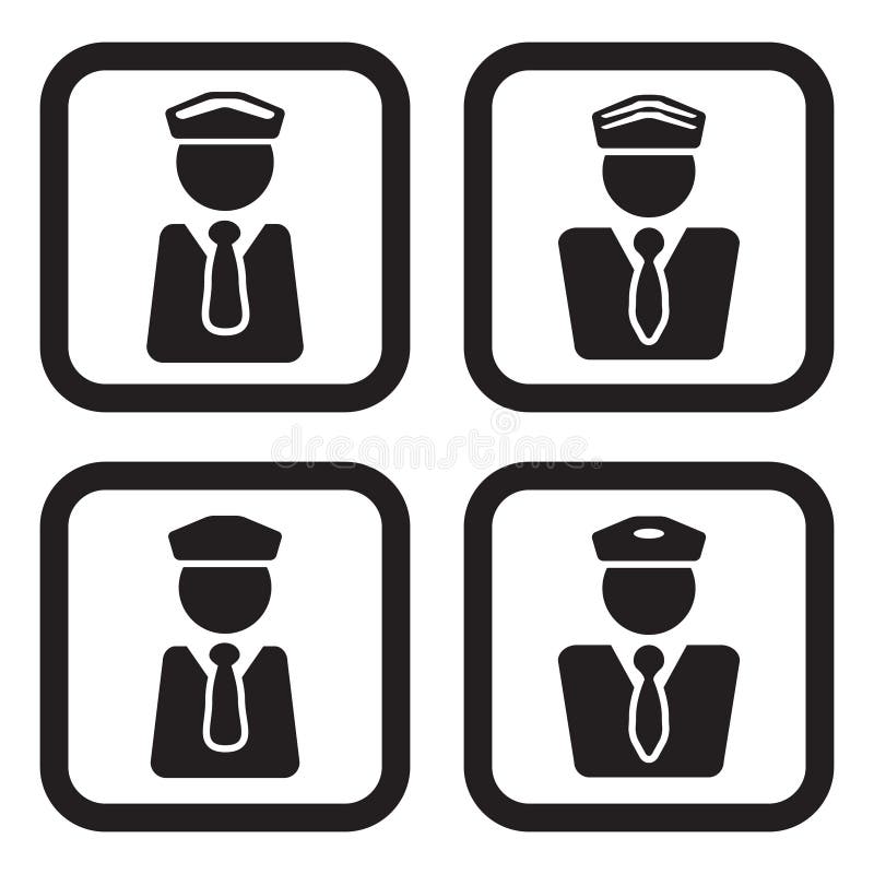 Officer, Pilot or Other Personel Icon in Four Variations Stock Vector ...
