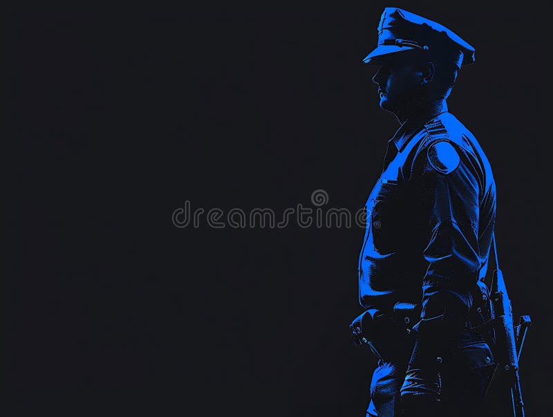 Officer with Thin Blue Line Background in High Resolution Stock ...