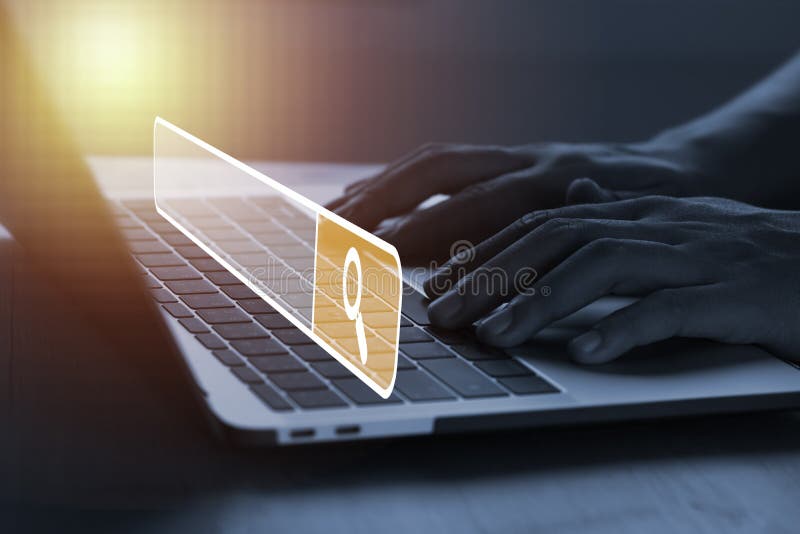 Officer Using Laptop Computer To Input Keyword for Searching and Find ...