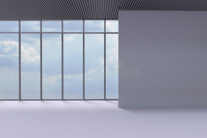 Offices Modern and a Wall with an Empty Big Window Stock Illustration ...