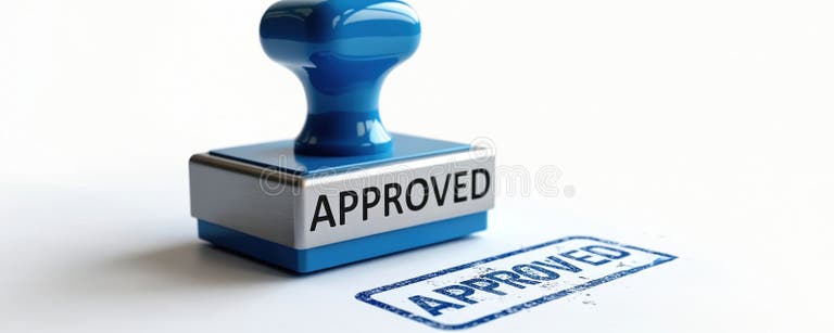 Official Blue Stamp with APPROVED Inscription, Hand Engraved on Footed ...