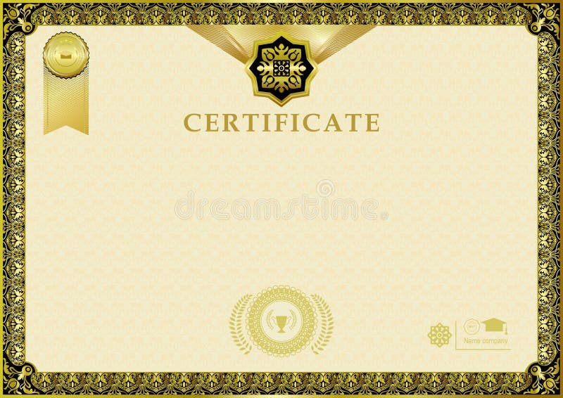 Official Certificate. Black Gold Ornamental Border Stock Vector ...