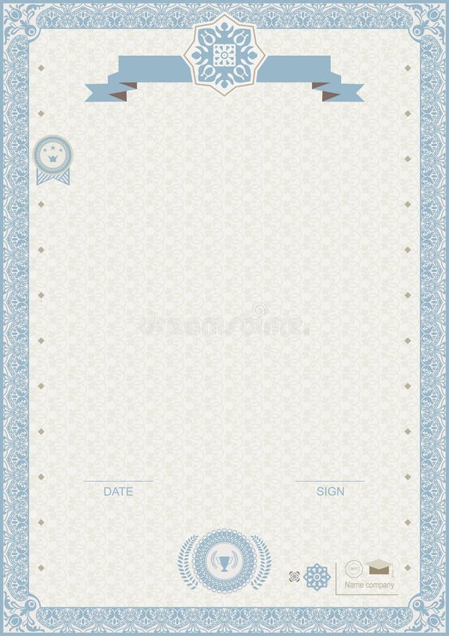 Official Certificate. Blue Ornamental Border. Stock Vector ...
