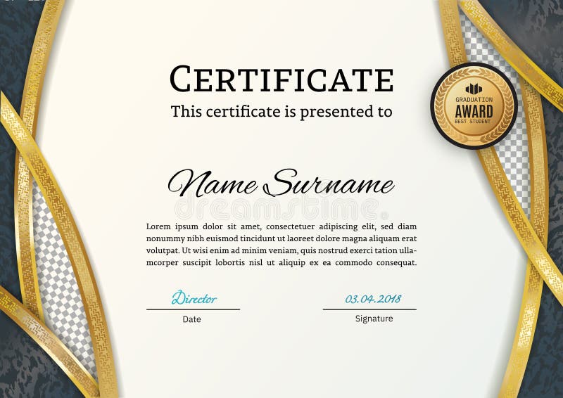 Official Certificate with Gold Arc Elements. Business Luxury Modern ...