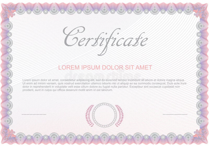 Official Certificate with Pink Border Stock Vector - Illustration of ...