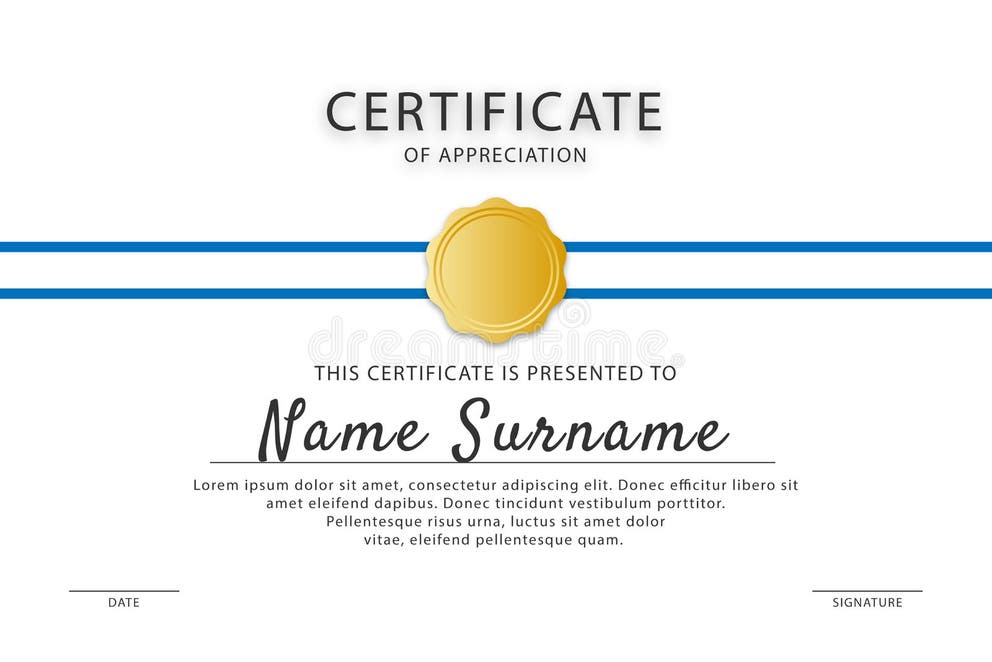 Official Certificate with Stamp Template, Vector Illustration Stock ...