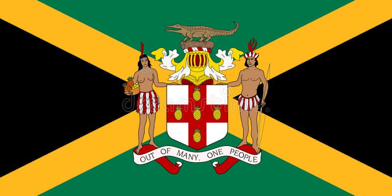 The Official Current Flag and Coat of Arms of Jamaica. State Flag of ...