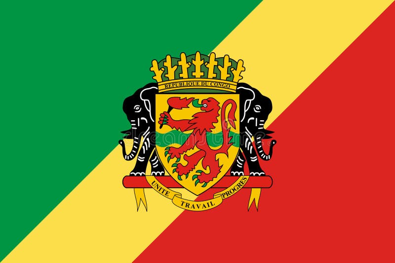 The Official Current Flag and Coat of Arms of Republic of Congo. State ...