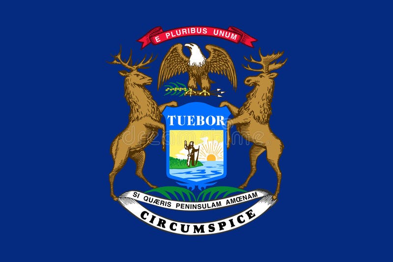 The Official Current Flag of Michigan USA State. State Flag of Michigan ...