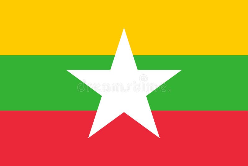 The Official Current Flag of Republic of the Union of Myanmar. State ...