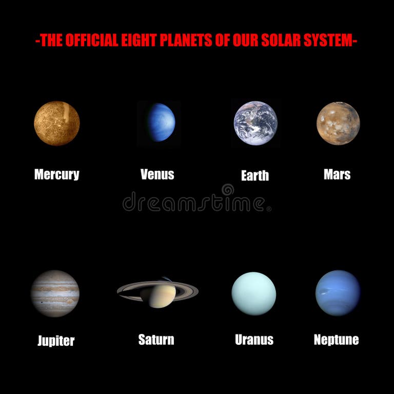 The Official Eight Planets of Our Solar System Stock Photo - Image of ...
