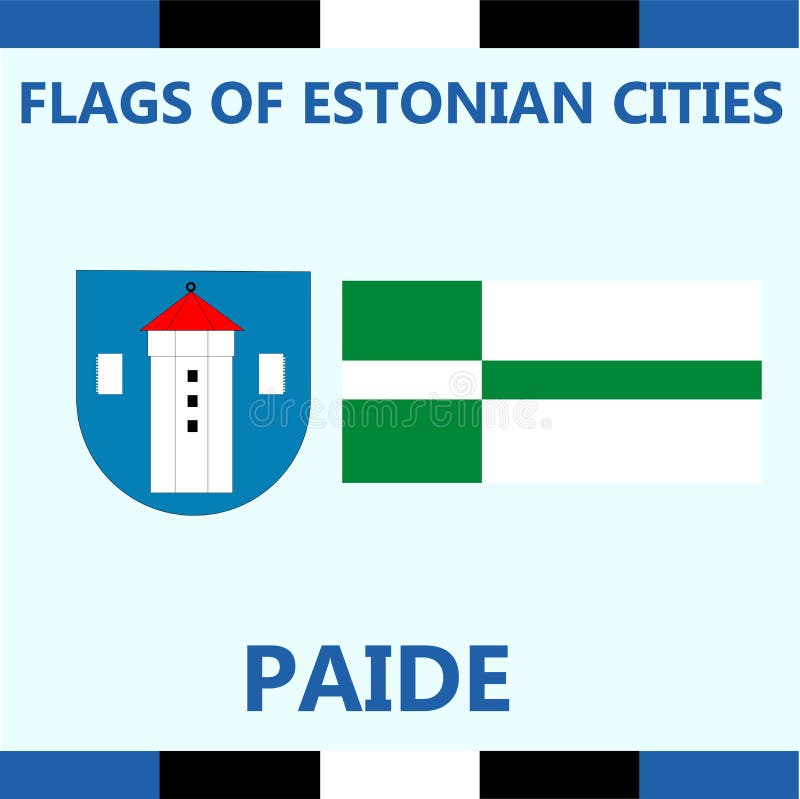 Paide City Flag on Flagpole, Estonia, Isolated on White Background ...