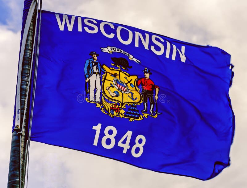 The Official Flag of the State of Wisconsin Stock Photo - Image of ...