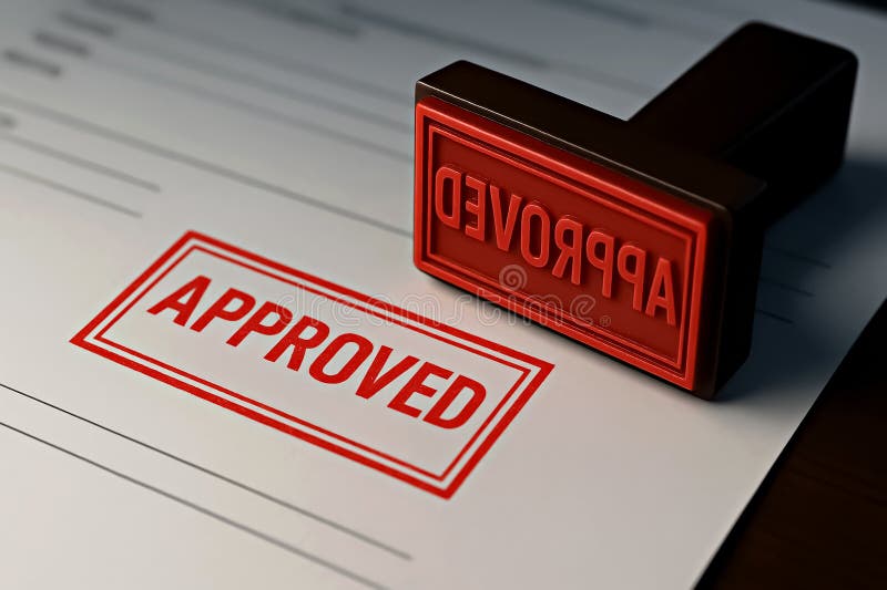 Official Paper Document Form with Approved Red Mark and Rectangular ...