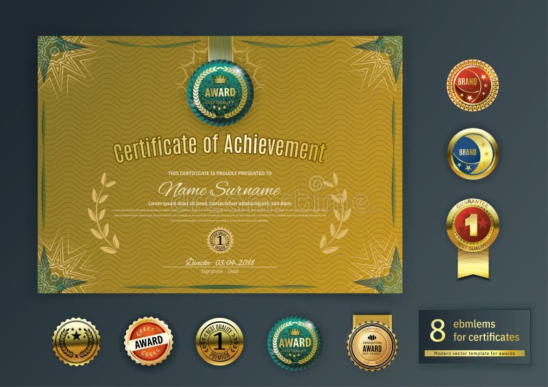 Official Retro Certificate with Red Gold Design Elements. Red Ribbon ...