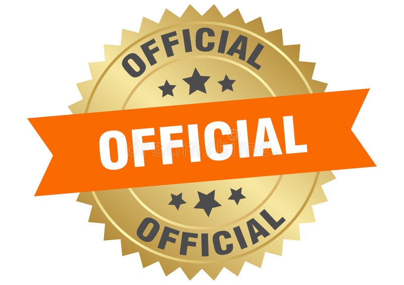 Official. Official Round Orange and Gold Label Isolated on Transparent ...