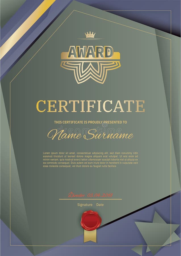 Official Vector Certificate with Dark Green, Brown Triangle Design ...