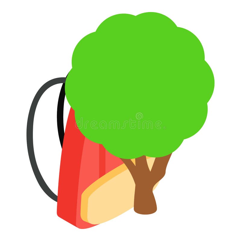 Offline Education Icon Isometric Vector. Bright School Backpack Near ...