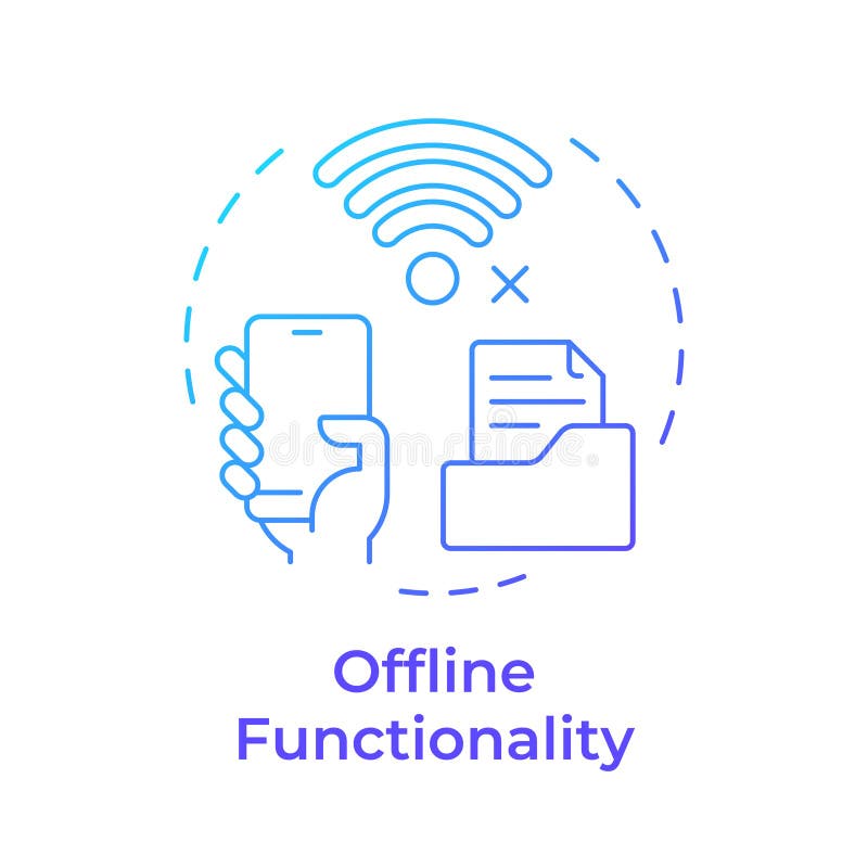 Offline Functionality Blue Gradient Concept Icon Stock Illustration ...