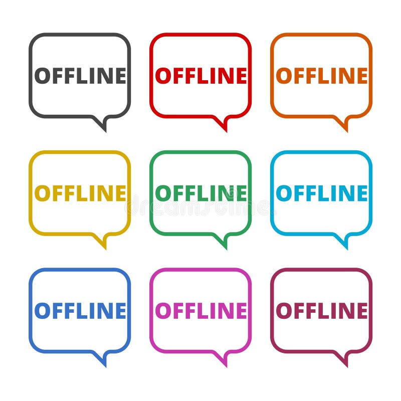Offline Icon of 3 Types Color, Black and White, Outline. Isolated ...