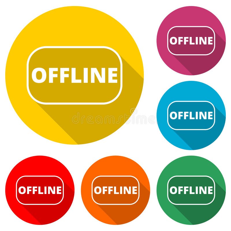 Offline Icon, Color Icon with Long Shadow Stock Illustration ...
