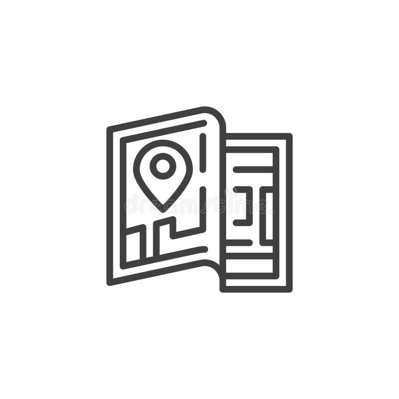 Offline Map line icon stock vector. Illustration of design - 355557483