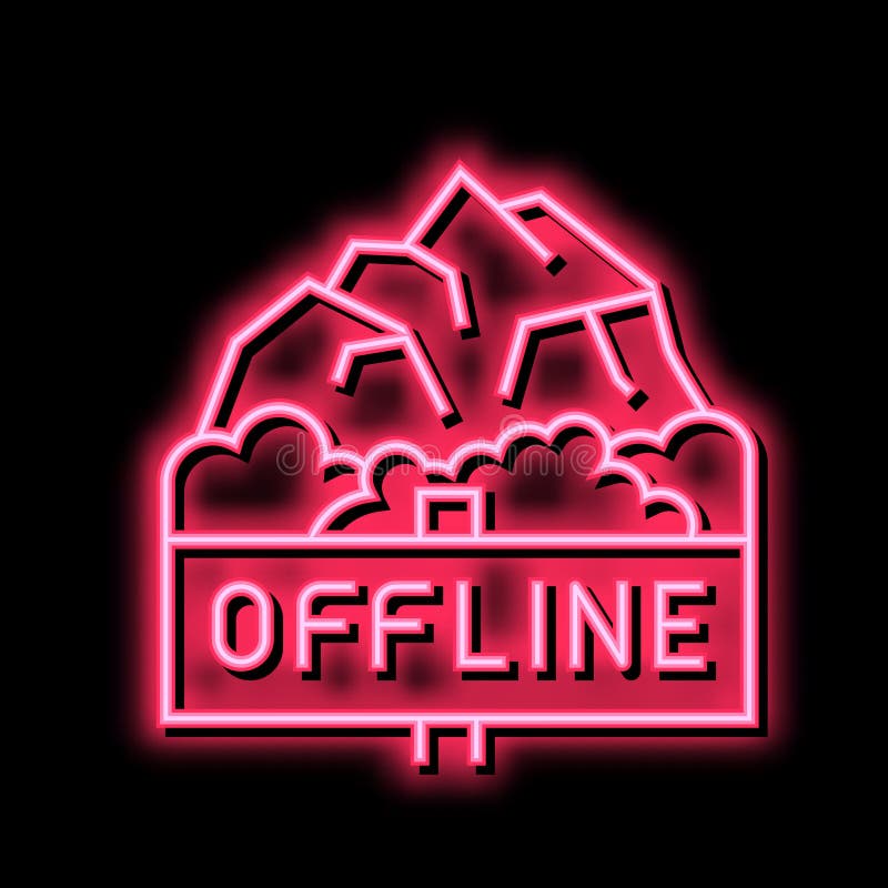 Offline Mountain Travel Neon Glow Icon Illustration Stock Vector ...