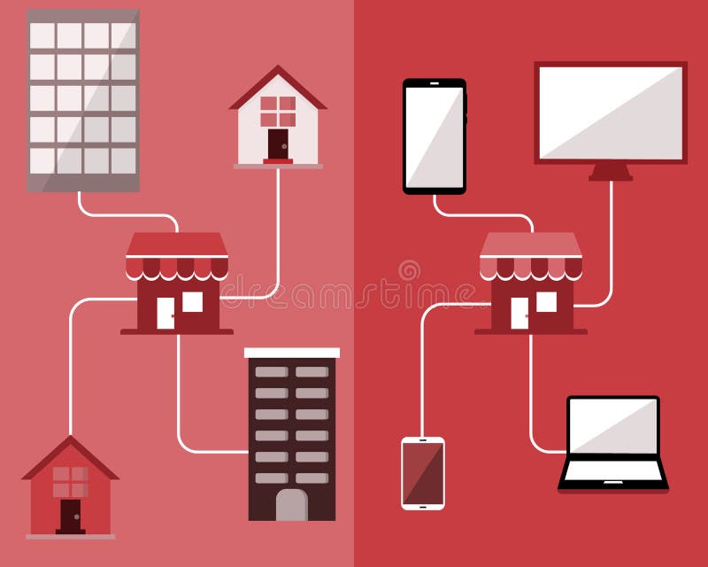 Offline and Online Marketplace Vector Stock Vector - Illustration of ...