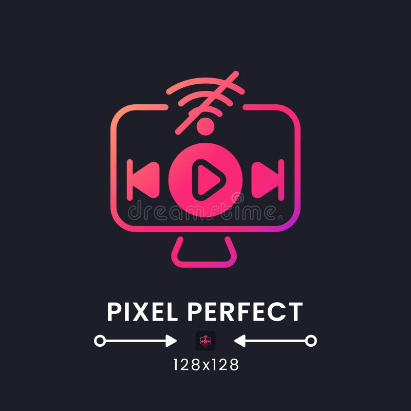 Offline Playback Pink Solid Gradient Desktop Icon on Black Stock Vector ...