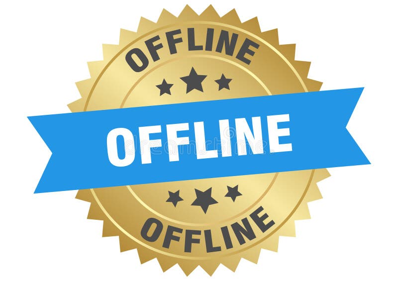 Offline. Offline Round Blue and Gold Label Isolated on Transparent ...