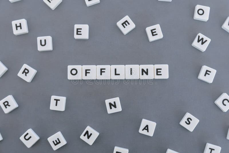 Offline Word from Wooden Blocks Stock Photo - Image of connection ...