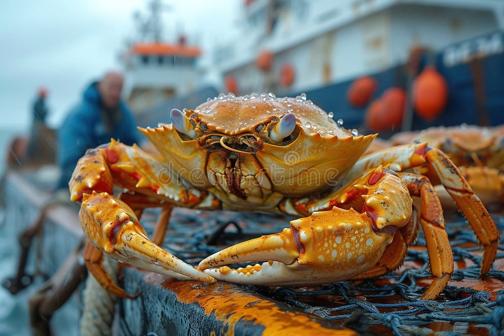 Offloading Crabs from the Ship. Generative AI Stock Illustration ...
