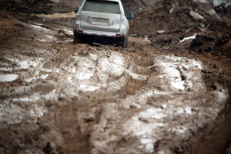 Offroad Car in Dirt Back View Stock Image - Image of auto, extreme ...