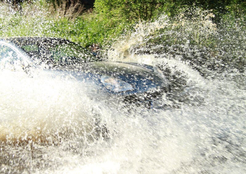 Offroad Car Splashing Water Stock Image - Image of splash, road: 25311191