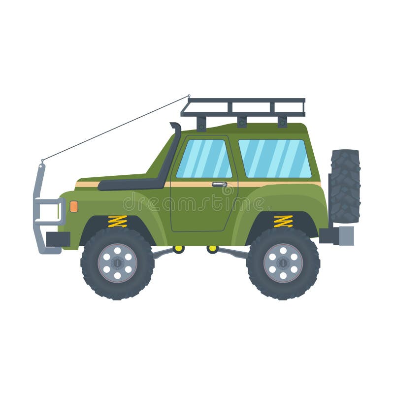 Offroad Vehicle with Mud Tire and Roof Rack. Vector Stock Vector ...