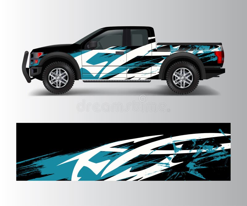 Pickup Truck Graphic Vector. Abstract Shape with Grunge Design for ...