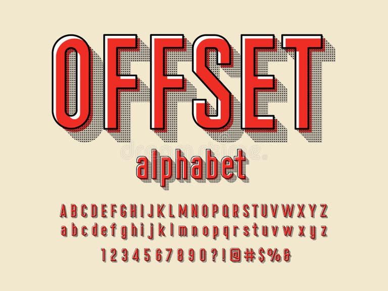 Offset font stock vector. Illustration of stylized, label - 143483308