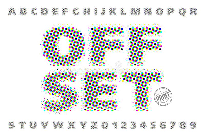 Offset Print Style Modern Font Design Stock Vector - Illustration of ...