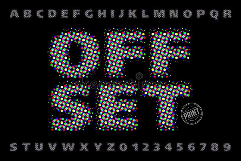 Offset Print Style Modern Font Design Stock Vector - Illustration of ...