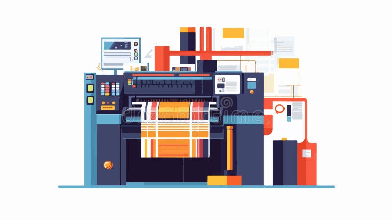 Offset Printer Machine in Action: Polygraphy Equipment Working Stock ...