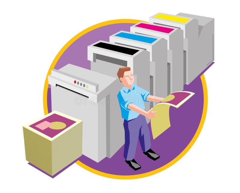 Offset Printer at Work Design and Print Service Vector Icon ...