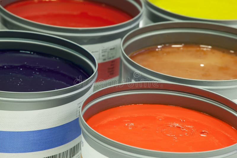 Offset Printing Ink, Paint Cans Stock Photo - Image of colorful, color ...
