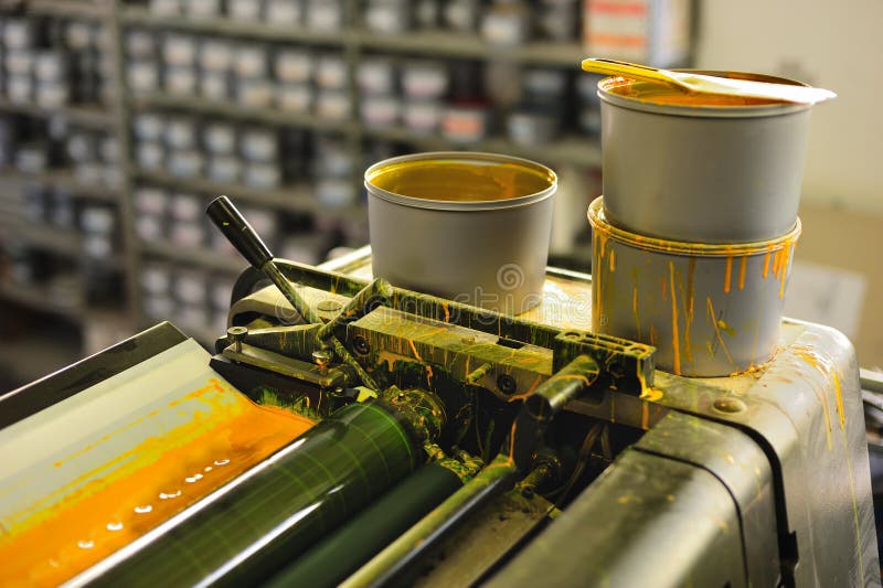 Old Offset Printing Press Isolated on White Stock Image - Image of ...