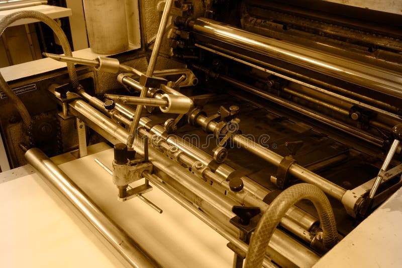 Offset printing machine stock image. Image of plant, press - 14584755